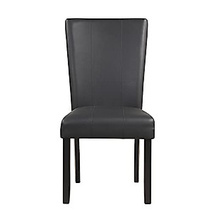 DHHU Furniture, 7-Piece Dining 1 Faux Marble Top Upholstered-Seats, Kitchen Table Set for 6, Black