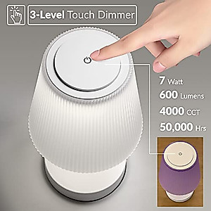 TW Lighting Purple Lamp for Girls Bedrooms - Modern Small Table Lamp for Bedroom, Bedside Nightstand, Nursery, Cute Kids Lamp with USB Charging Port, 3-Level Touch Dimmable Switch