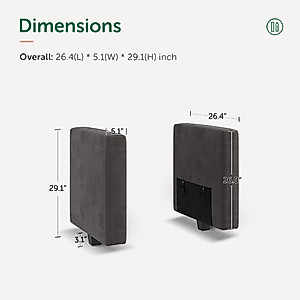 HONBAY Armrest Backrest Module for Velvet Modular Sectional Sofa, Grey