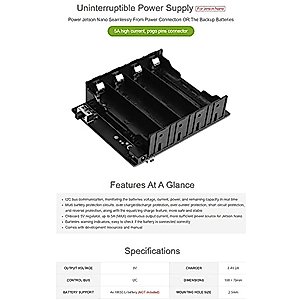 Waveshare UPS Power Module (B) for Jetson Nano 5V Uninterruptible Power Supply 5A High Current with Pogo Pins Connector