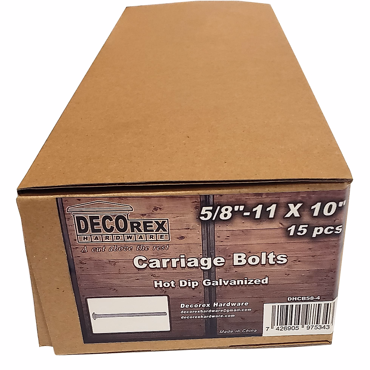 5/8" - 11 x 10 Carriage Bolt | Round Head | Hot Dip Galvanized | 15pcs Box