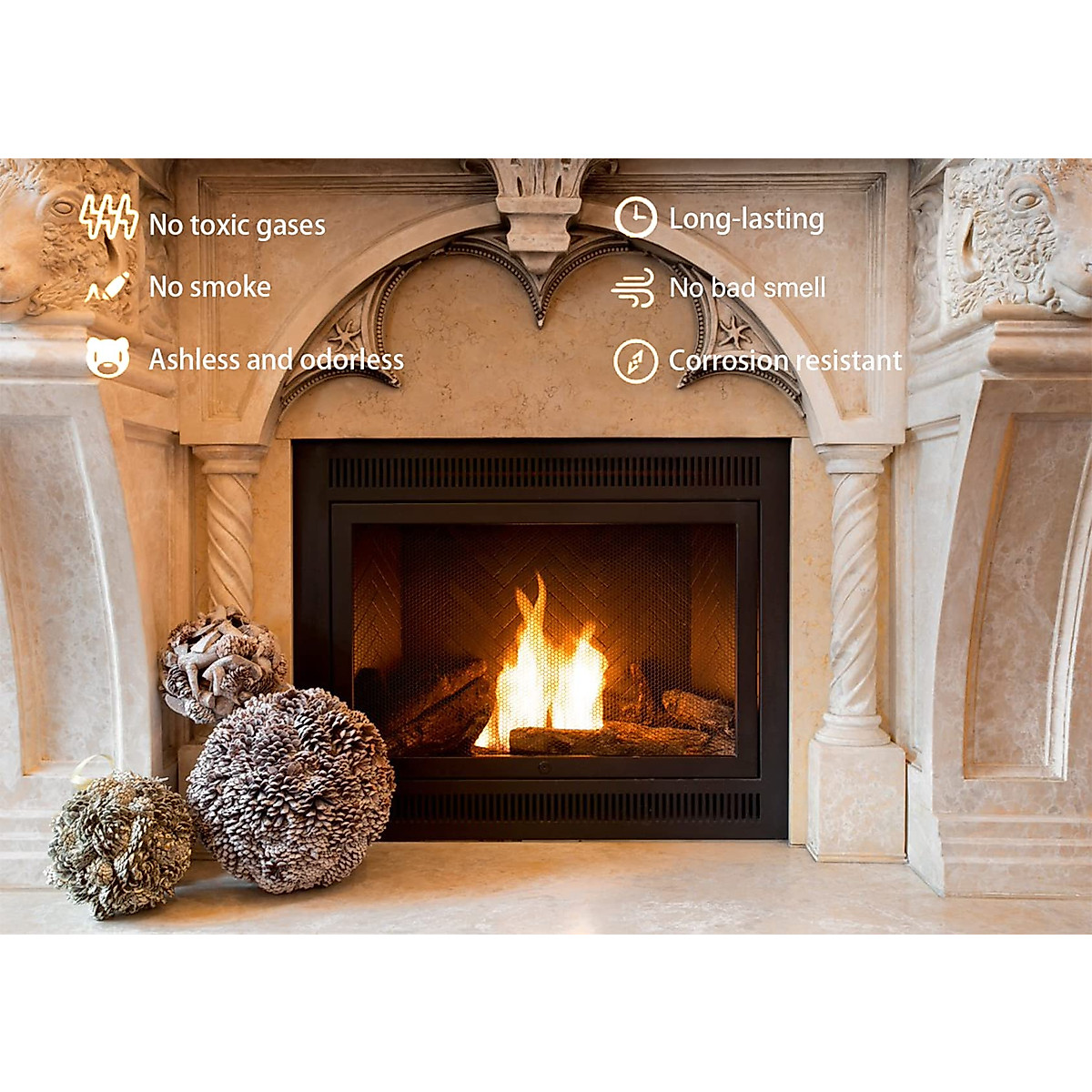 B-HOTTE 4pcs Small Gas Fireplace Logs Outdoor fireplaces