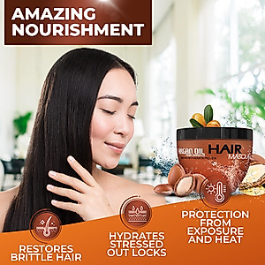 Moroccan Argan Oil Hair Mask - Sulfate Free, Anti Frizz Hydrating Care for Women and Men - Deep Moisturizing Conditioner Treatment for Color Treated, Curly, Damaged, Frizzy and Dry Hair