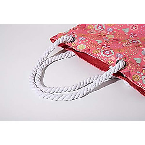 PattyCandy Coral Floral Flowers Design Pattern Rope Handle Womens Tote Bag