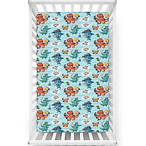 Pirates Themed Fitted Crib Sheet,Standard Crib Mattress Fitted Sheet Ultra Soft Material-Baby Crib Sheets for Girl or Boy,28“ x52“,Multicolor