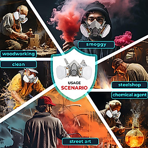 GZYZAMZ Gas Respirator Mask, Gas Masks Survival Nuclear and Chemical With 6001 Filters for Painting, Dust, Organic Vapors, 6200 Respirator Mask with Filters for Chemicals Welding Epoxy Resin