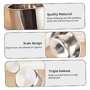 CurcKua Stainless Steel Rice Cooker Inner Pot Rice Cooker Stainless Steel Inner Pot 4L Stove Safe Polished Edged Rice Cooker Inner Pot with Scale ＆ 3-Ply Bottom for Rice Pot Rice Cooker