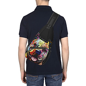 Hicyyu Pitbull Florecent Dog Outdoor Crossbody Shoulder Bag For Unisex Young Adult Hiking Sling Backpack