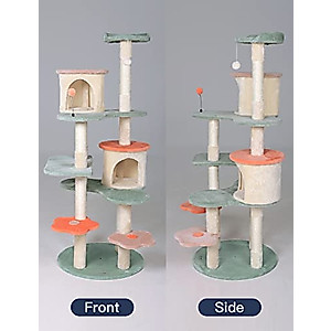 HYABi 63 inch cat Tree Creative Flower cat Climbing Frame cat Apartment with Flower Rest Platform(Large 7 Platforms)