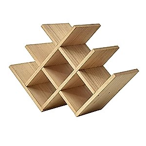 KIRIGEN Wooden 8-Bottle Wine Rack - 3-Tier Wood Wine Display Rack/Free Standing and Countertop Wine Storage Shelf - Bottle Holder/Cabinet Glass Rack Natural XHJJ3-NA
