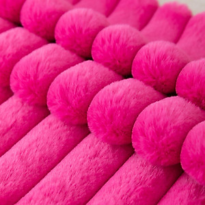 ZLINA Set of 2 Hot Pink Faux Fur Decorative Throw Pillow Covers Fluffy Striped Pillowcase Cushion Covers 18 x 18 Inch Decor Sofa Couch Bedroom