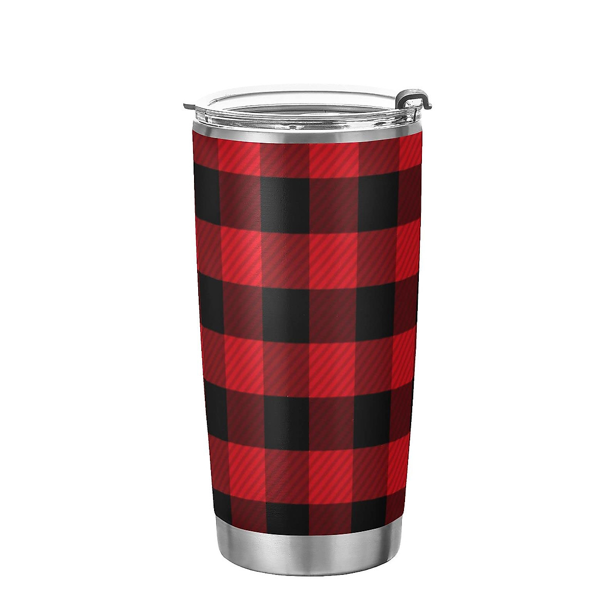 Yasala Tumbler Tartan Checker Plaid Red Black Insulated Office Coffee Cup Back to School Beverage Container Travel Mug with Straw and Lid Double Wall Stainless Steel 20oz