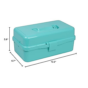 Everything Mary 3-Layer Storage Box, Aqua - Foldable & Portable Tool Box for Art & Craft Supply