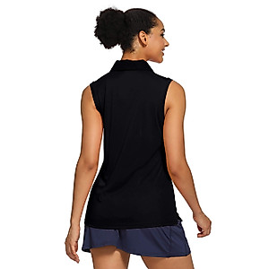 CQC Women's Golf Tennis Sleeveless Polo Shirts Quick Dry Athletic Tank Tops UPF 50+ Black M