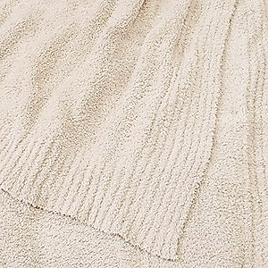 PAVILIA Plush Throw Blanket, Fluffy Textured Fleece Throw, Super Soft Cozy Microfiber Blanket for Sofa Couch Bed (Cream Beige, 60x80 inches)