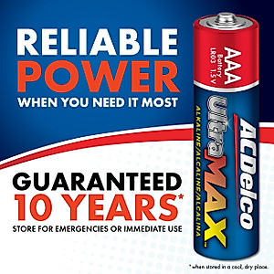 ACDelco UltraMAX 10-Count AAA Batteries, Alkaline Battery with Advanced Technology, 10-Year Shelf Life, Recloseable Packaging