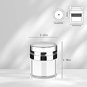 WUBAYI New 2Pcs Airless Pump Jar Container,Portable Travel Empty Airless Pump Jar Cosmetic Container,Refillable Cream Jar Vacuum Bottlefor for Lotions Makeup Essence Moisturizer Eye Cream (1oz)