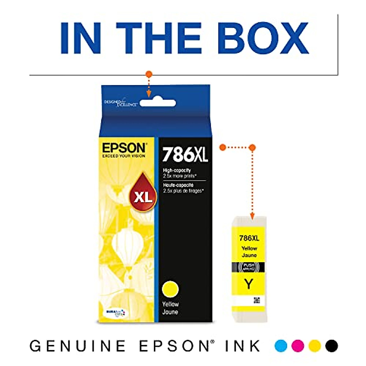 EPSON T786 DURABrite Ultra -Ink High Capacity Yellow -Cartridge (T786XL420-S) for Select Epson Workforce Printers