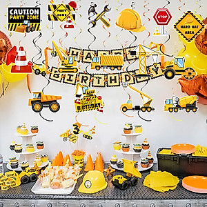 36Pcs Construction Hanging Swirl Party Decor,15 Set Construction Birthday Party Swirls Foil Wall Ceiling Streamers Decor for Kids Boys Baby Shower Construction Zone Car Truck Theme Party Supplies