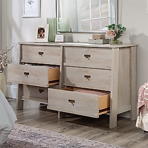 Sauder Trestle Engineered Wood 6 Drawer Dresser in Chalked Chestnut