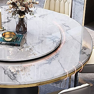 LAKIQ Modern Round Dining Table with Lazy Susan Marble Kitchen Dining Room Table Pedestal Dining Table(White Lazy Susan,39.4" L x 39.4" W x 29.5" H)