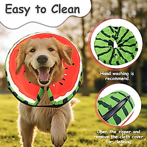 ipetstation Dog Cone Collar After Surgery,Waterproof Fabric Comfy Pillow,Dog Cone Alternative,Inflatable Dog Collars E Collar Elizabethan Collar for Dogs (Red-Green, M(Neck:9.84”-14.17”))