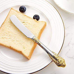 KEAWELL Gorgeous 6.9" Butter Spreader, 18/10 Stainless Steel, Set of 4, Gold Accent Butter Knife