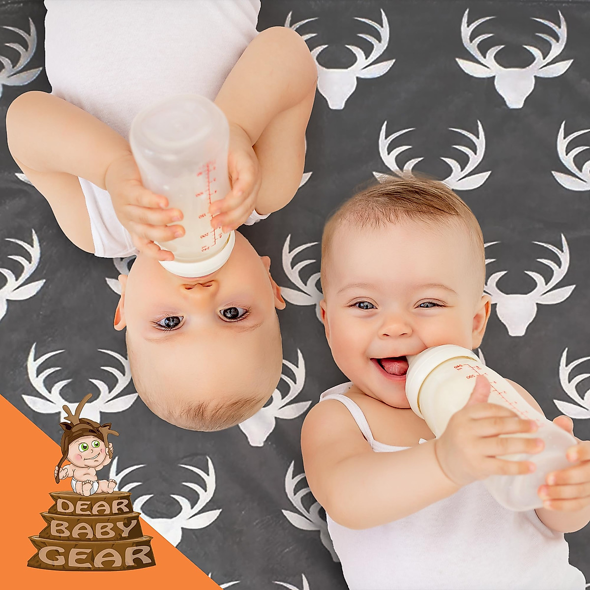 Dear Baby Gear Deluxe Soft Baby Blankets for Newborn Girls & Boys - Cute Infant Blanket, Nice Nursery Blankets, Double Layer Toddler Blanket - Deer Antlers Red & Black Buffalo Plaid (30" x 40")