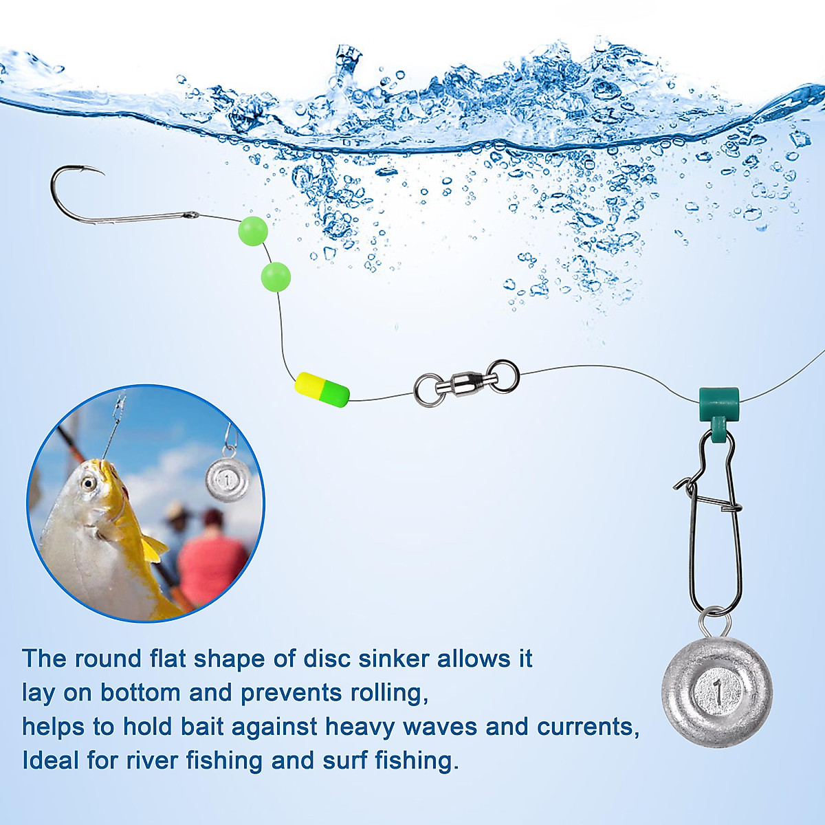 OROOTL Fishing Sinkers Disc Weights Coin Sinkers Weights Saltwater Surf Fishing Weights Flat Fishing Sinkers and Weights Catfishing Gear Tackle Kit 8oz 6oz 5oz 4oz 3oz 2oz 1oz