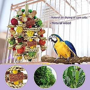 Cokliomc rf-x Parrot Toys, Natural Corn cob Bird chew Toys for Small and Medium-Sized Macaws, African Grey Parrots, Amazon Parrots, Medium-Sized Bird cage Toys