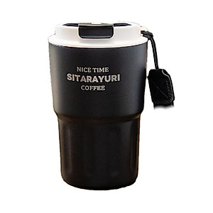 12 oz Stainless Steel Vacuum Insulated Tumbler, Travel Coffee Mug Spill Proof with Lid, Portable Thermal Mug for Keep Hot/Ice Coffee,Tea and Beer (Black)