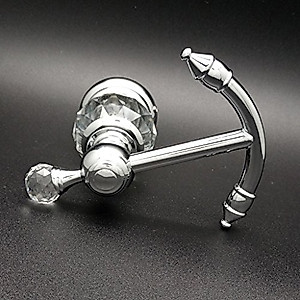 Kabter Crystal Series Brass Bathroom Towel Coat Hook, Polished Chrome
