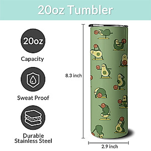 20 oz Avocado Skinny Tumblers with Lid and Straw, Avocado Stainless Steel Vacuum Insulated Travel Coffee Mug Cup Water Bottle, Avocado Decor Stuff Accessories, Gifts for Women Girls Avocado Lover