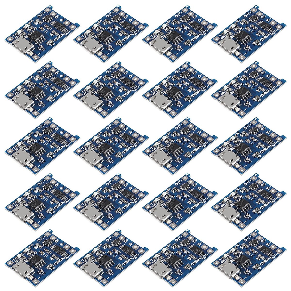 20pcs 18650 Lithium Battery Charging Board TP4056 Micro USB Charging Board 5V 1A with Battery Protection Dual Functions TP4056 Lithium Battery Charge Module