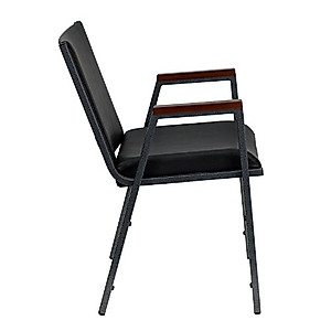 Flash Furniture HERCULES Series Heavy Duty Black Vinyl Stack Chair with Arms and Ganging Bracket