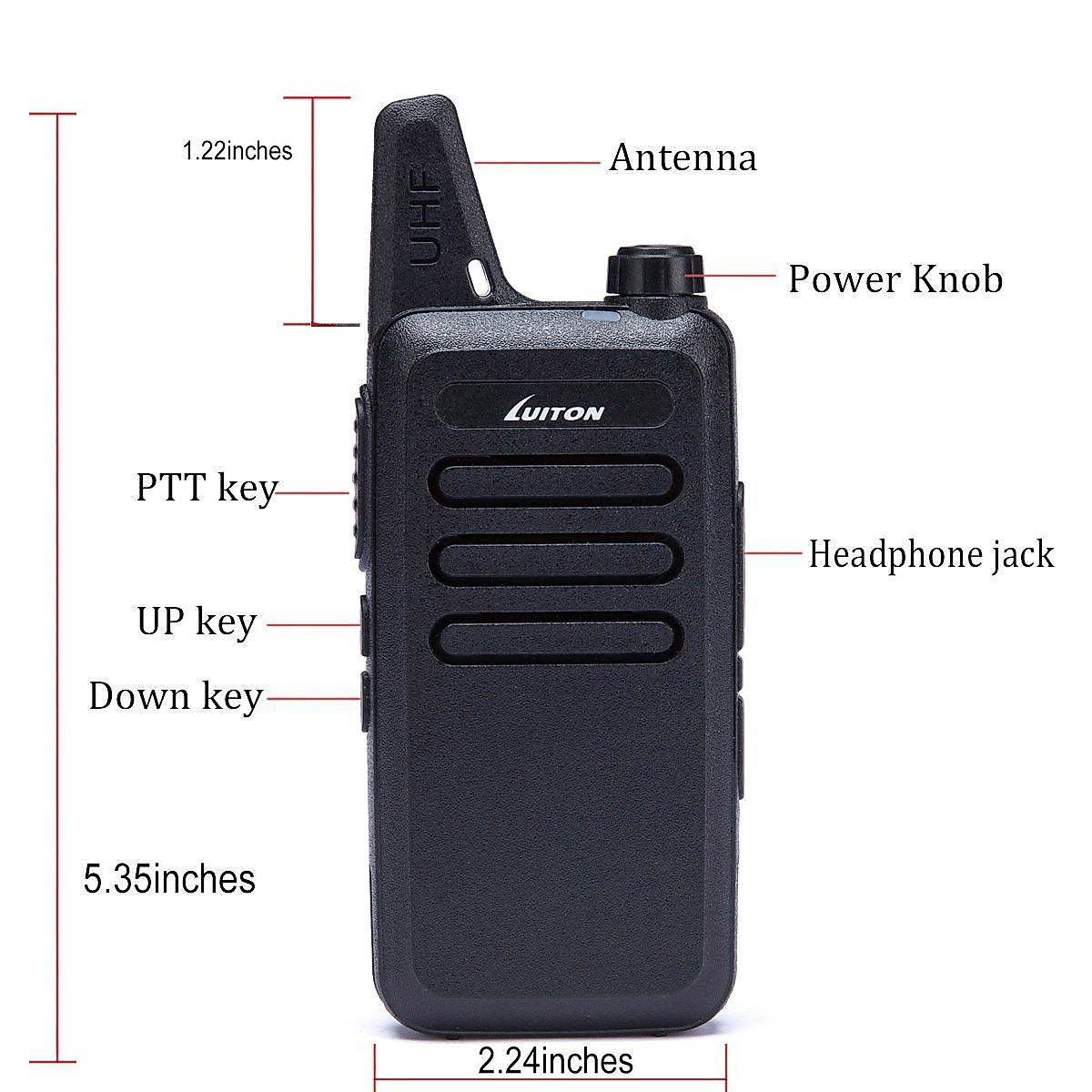 Walkie Talkies LT-316 GMRS Outdoor Camping Hiking Hunting Uhf Mini Walkie Talkies 3 Watts Output 5-10 Miles Range Micro USB Charging Amateur Two Way Radio (Pair) (Black)
