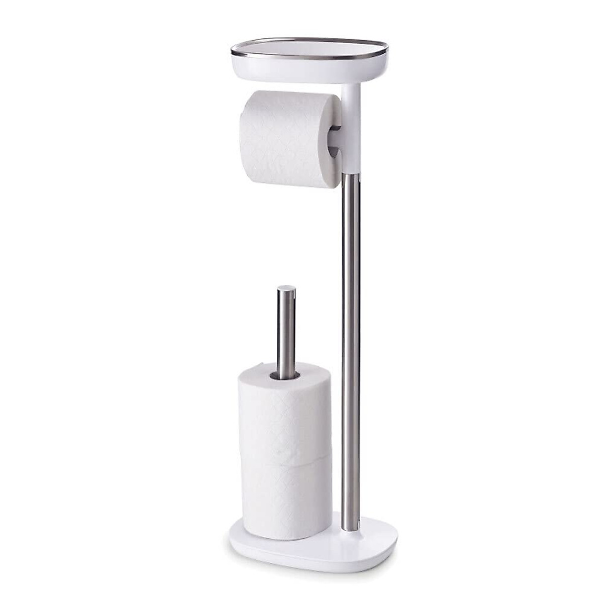 Joseph Joseph 70518 EasyStore Butler Toilet Paper Holder Stand and Spare Roll Storage with Shelf and Drawer, Stainless Steel