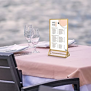 SUPER STAR QUALITY Clear Acrylic 2 Sided Frames with Gold Borders and Vertical Stand (Pack of 12)) | Ideal for Wedding Table Number Holder, Double Sided Sign, Clear Photos, Menu Holders