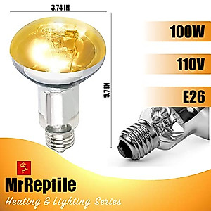 MRREPTILE UVA UVB Reptile Light, Heat Bulb Full Spectrum Sun Lamp, for Reptiles and Amphibian Tortoise/Bearded Dragon, 100W Mercury Vapor Bulb