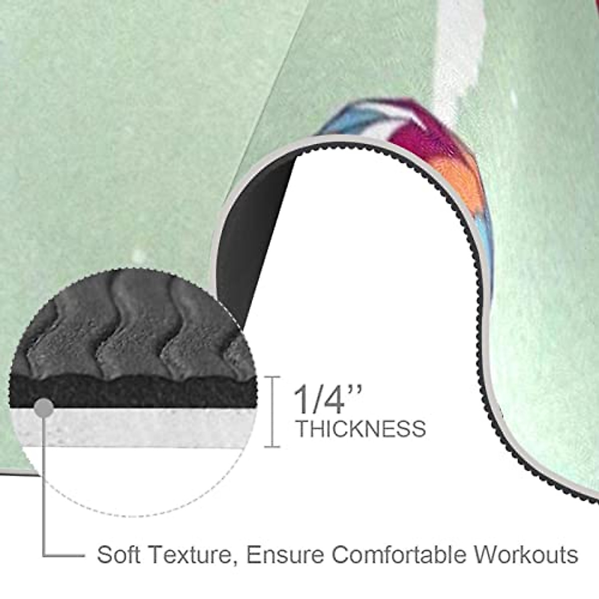 Yoga Mat, Yoga Mats for Home Workout, Workout Mat, Exercise Mats, Pilates Mat, Retro Colorful Hot Air Balloon Blue pattern