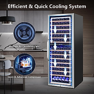 Velivi Wine Fridge Freestanding Dual Temperature Zone, Wine Cooler Refrigerator for 154 Bottles, 24 Inch Wide Large Wine Cooler with Professional Temperature Control System, Quiet Operation