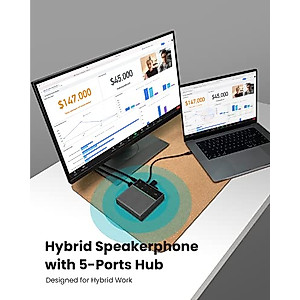 HiDock Conference Speaker and Microphone, 360° Enhanced Voice Pickup & Noise Cancelling Speakerphone, Conference Room Omnidirectional Microphone, Conference Speaker with Mute for Home Office
