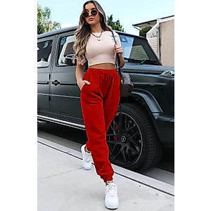 GOKATOSAU Women's Sexy Lounge Stretch Casual Jogger Drawstring Sweatpants with Pockets Red