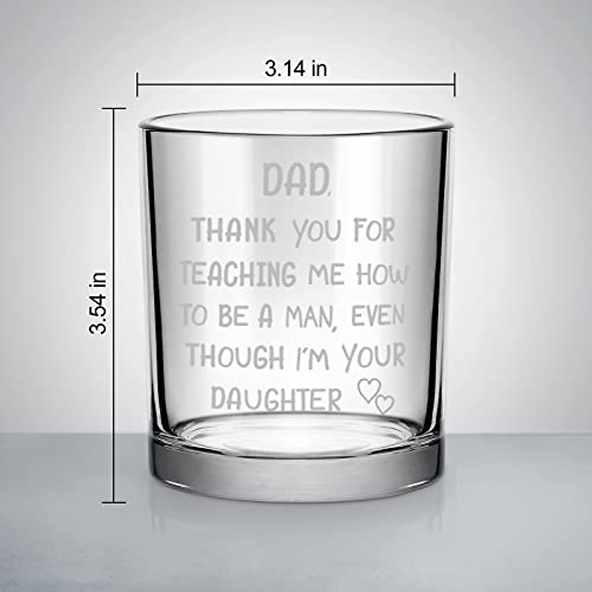 Modwnfy Funny Dad Gift from Daughter, Dad Whiskey Glass, Father Thanks Old Fashioned Glass, Father’s Day, Christmas, Birthday, Thanksgiving Day Gift from Daughter, 10 Oz