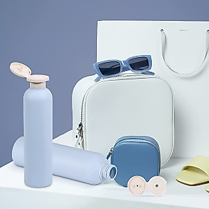 UMETASS 8.8 oz Plastic Travel Shampoo Bottles, Refillable Flip Cap Squeeze Bottles for Toiletries, Large Leakage-proof Travel Shampoo and Conditioner Container (Blue and Green)