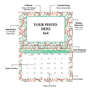 2024 Photo Frame Wall Spiral-bound Calendar (Add Your Own Photos) - 12 Months Desktop/Wall Calendar/Planner - (Edition #011)