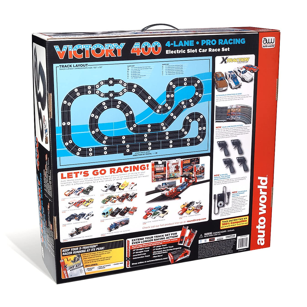 Auto World 36' Victory 400 4 Lane Slot Race Set HO Scale