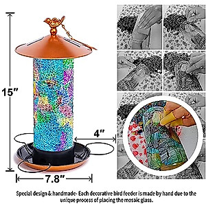 XDW-GIFTS 2023 Newest Solar Wild Bird Feeder Hanging for Garden Yard Outside, Waterproof Lantern Design, Solar Bird Feeder as Gift Ideas for Bird Lovers