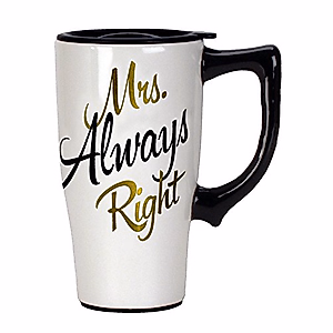 Spoontiques Mrs. Always Right Travel Mug, White, 18 oz
