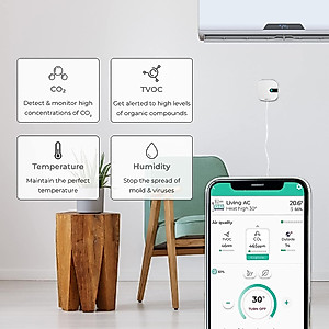 Sensibo Air PRO - Air Conditioner Smart Controller & Air Quality Sensor. Smart Thermostat for Mini Split, Window, Portable AC. Temp & Humidity Sensors. Google, Alexa, Siri & Apple HomeKit Compatible